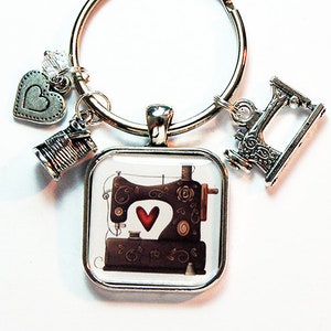 Sewing Machine Keyring, Keychain With Charms, Quilting Keychain, Gift ...