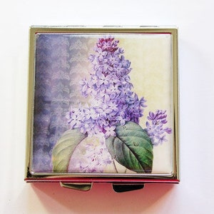 Lilacs Flower Pill Box, Square Flower Pill Case in Purple, Travel Case ...