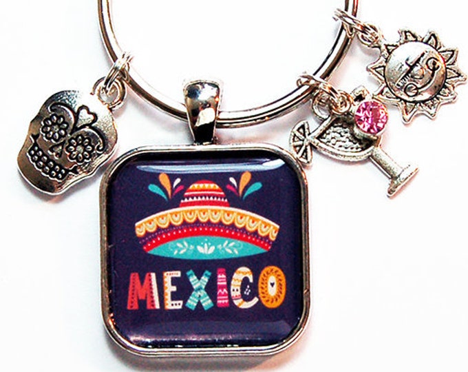 Mexico Keychain, Sugar Skull, Sombrero, Keyring With Charms, Cute ...