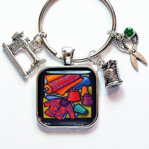 Sewing Keyring With Charms, Gift for Sewer, Quilting Keyring, Loves to ...