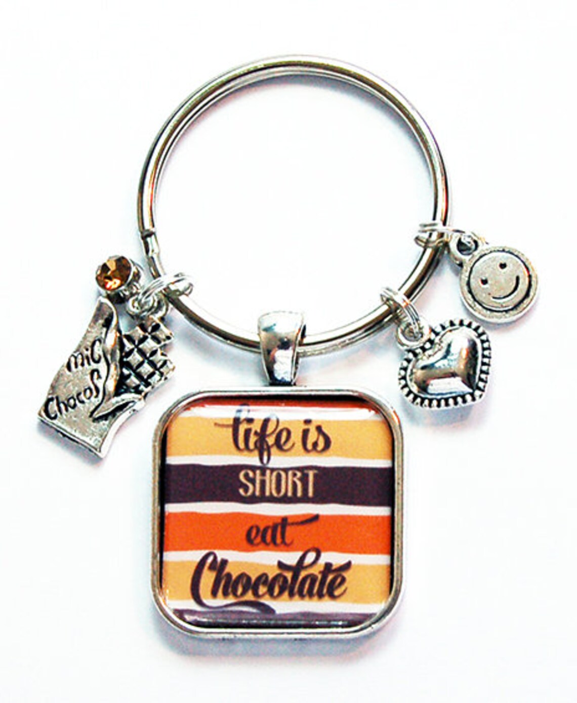 Eat Chocolate Keyring With Charms Keychain for Women Gift - Etsy
