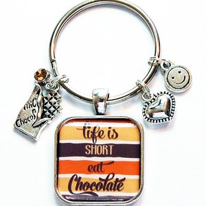 Eat Chocolate Keyring With Charms, Keychain for Women, Gift for ...
