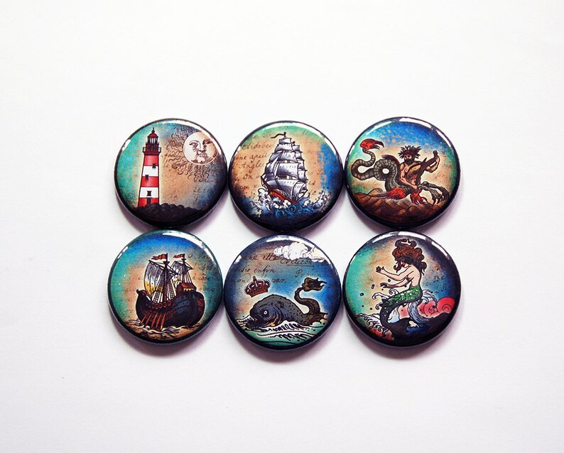 Pirate Magnets Nautical Magnets Button Magnets Fridge - Etsy