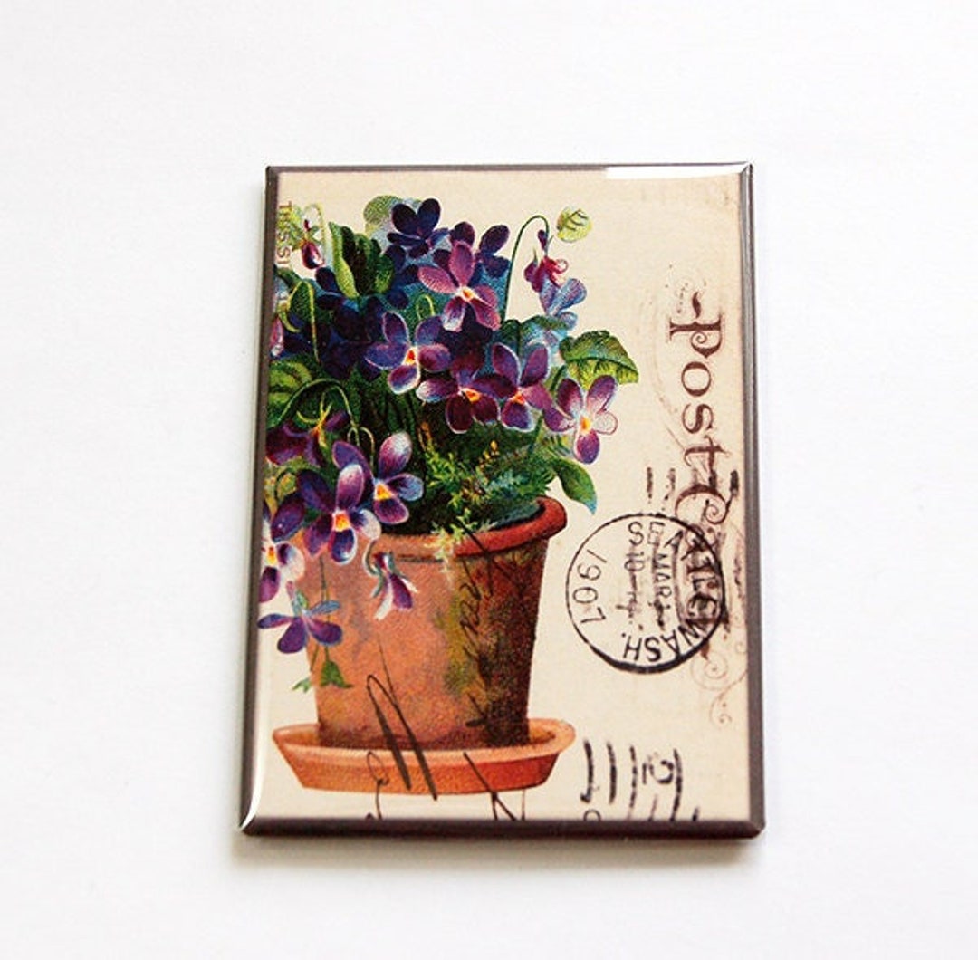 Purple Flower Magnet, Flower Magnet, Kitchen Magnet, Floral Magnet ...