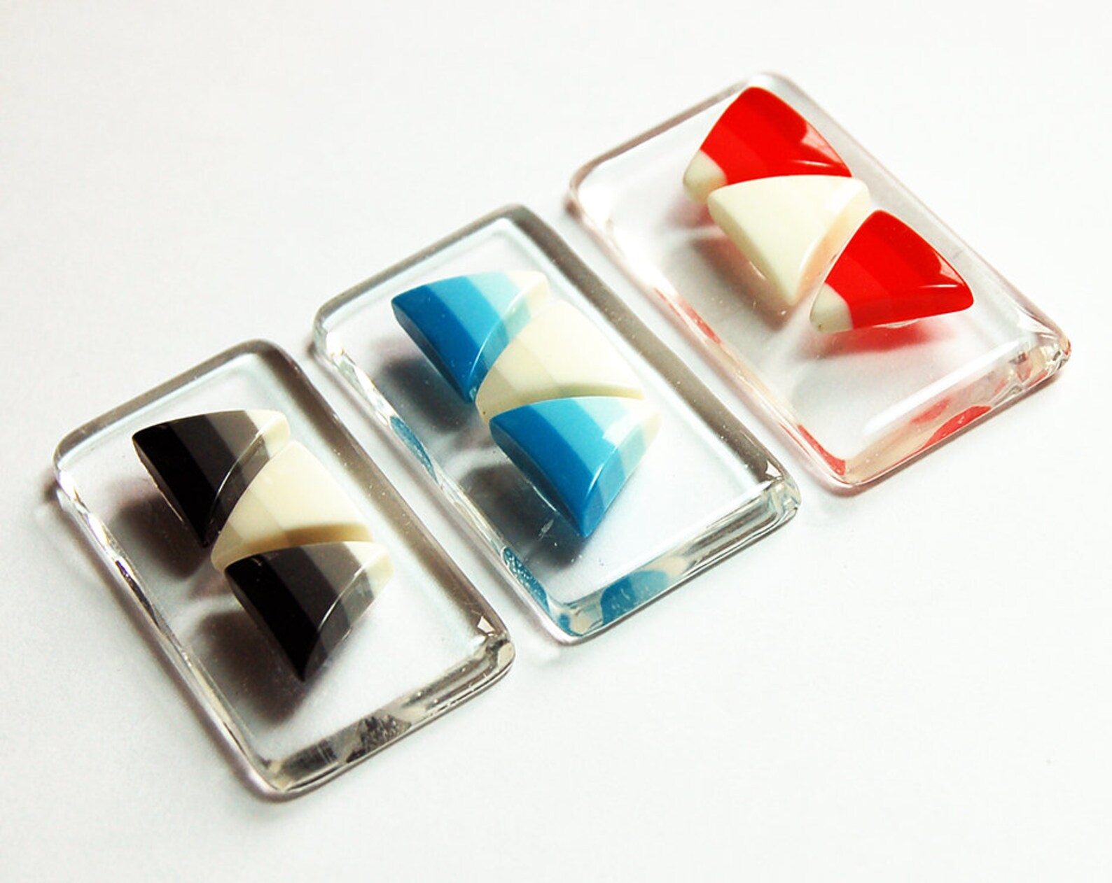 Brightly Colored Glass Magnets Triangle Resin and Glass Multi - Etsy