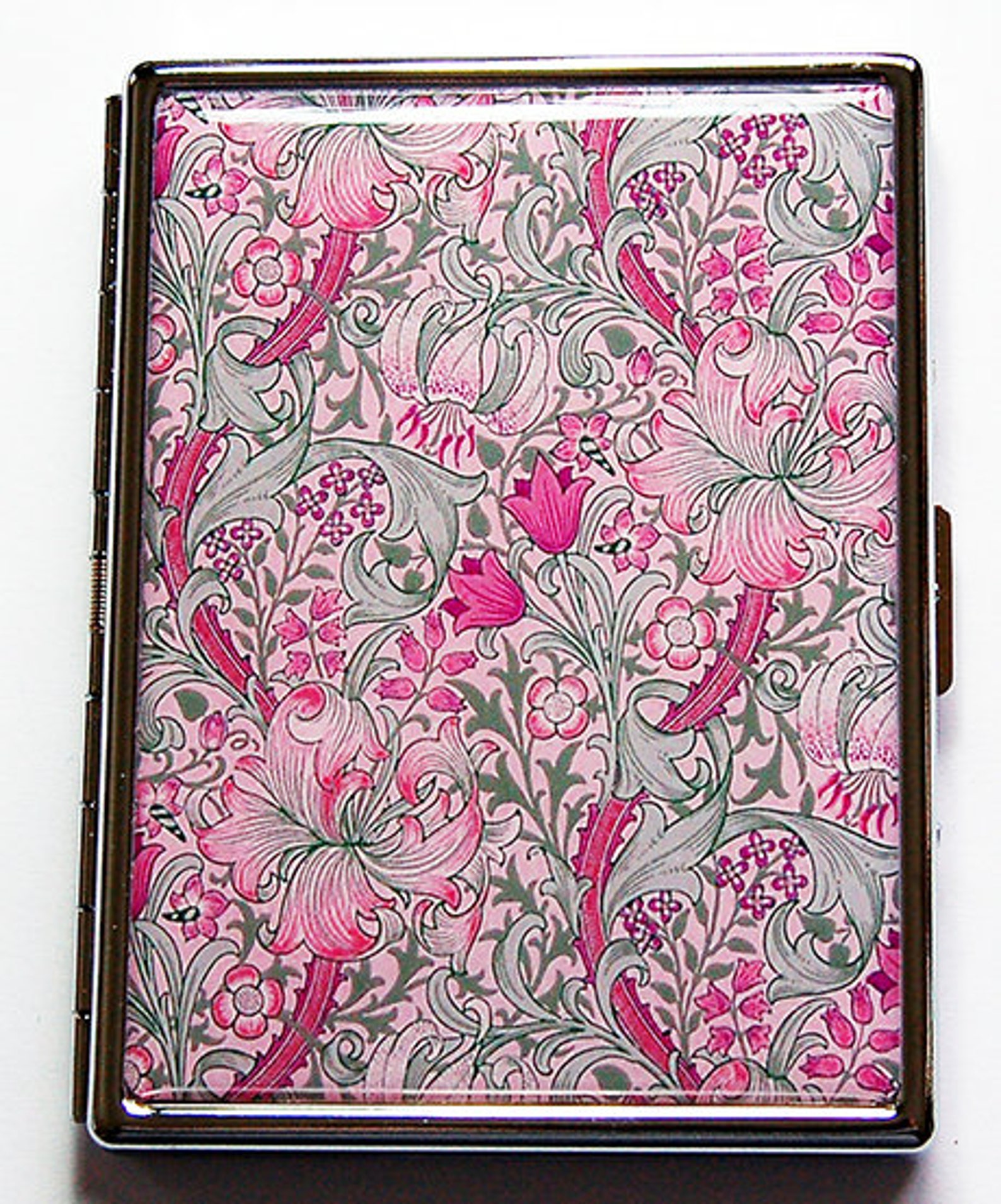 Slim Cigarette Case Pink Green Cigarette Box Art Nouveau - Etsy