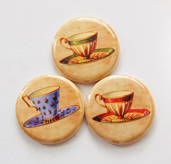 Magnet Set Tea Cup Magnets Magnets Fridge Magnets Button - Etsy