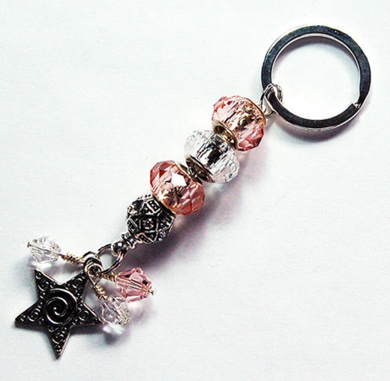 Star Keychain Rhinestone Keyring Blush Pink Handmade Gift - Etsy