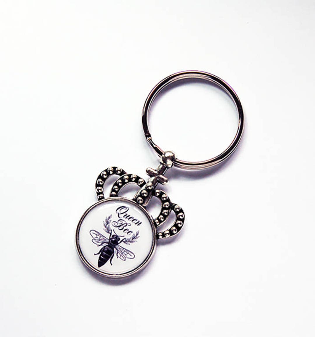 Queen Bee Keychain, Crown Keyring, Gift Under 10, Stocking Stuffer ...