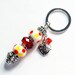 Polka Dot Keychain, Lampwork Bead Keychain, Red Yellow Dots, Cute ...