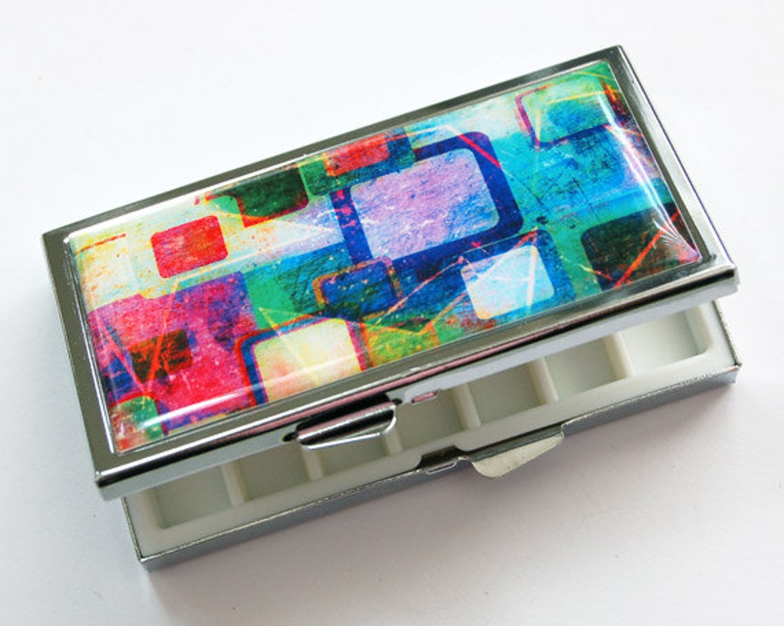 Pill Case for Purse 7 Day Pill Box Abstract Design Travel | Etsy