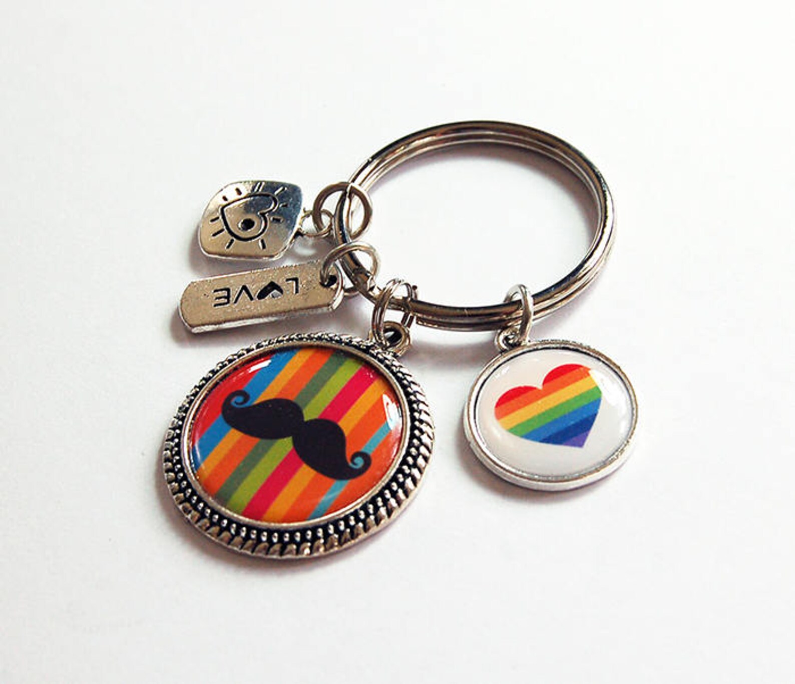 Rainbow Keychain Rainbow Heart LGBT Support LGBTQ Keychain - Etsy