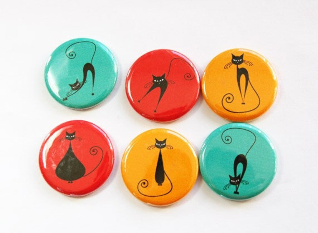 Cat Magnets, Cat Lover, Button Magnets, Kitchen Magnets, Gift for Cat ...