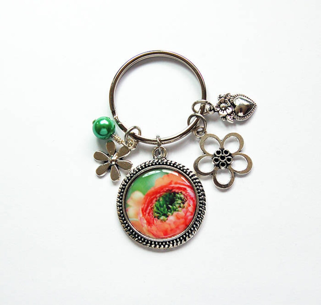 Flower Keychain, Floral Keyring, Cute Keychain, Stocking Stuffer, Gift ...
