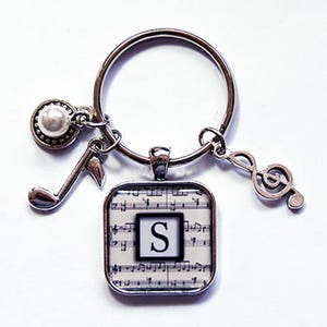 Music Key Ring, Monogram Keychain, Music Lover, Personalized Gift ...