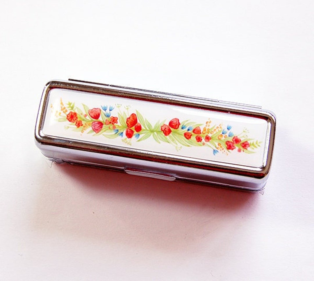 Floral Lipstick Case, Flower Lipstick Case, Lipstick Case With Mirror ...
