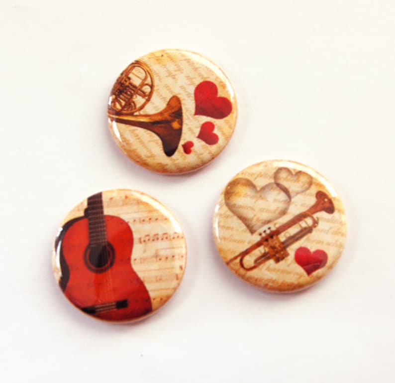 Music Magnets Musical Instruments Button Magnets Kitchen - Etsy