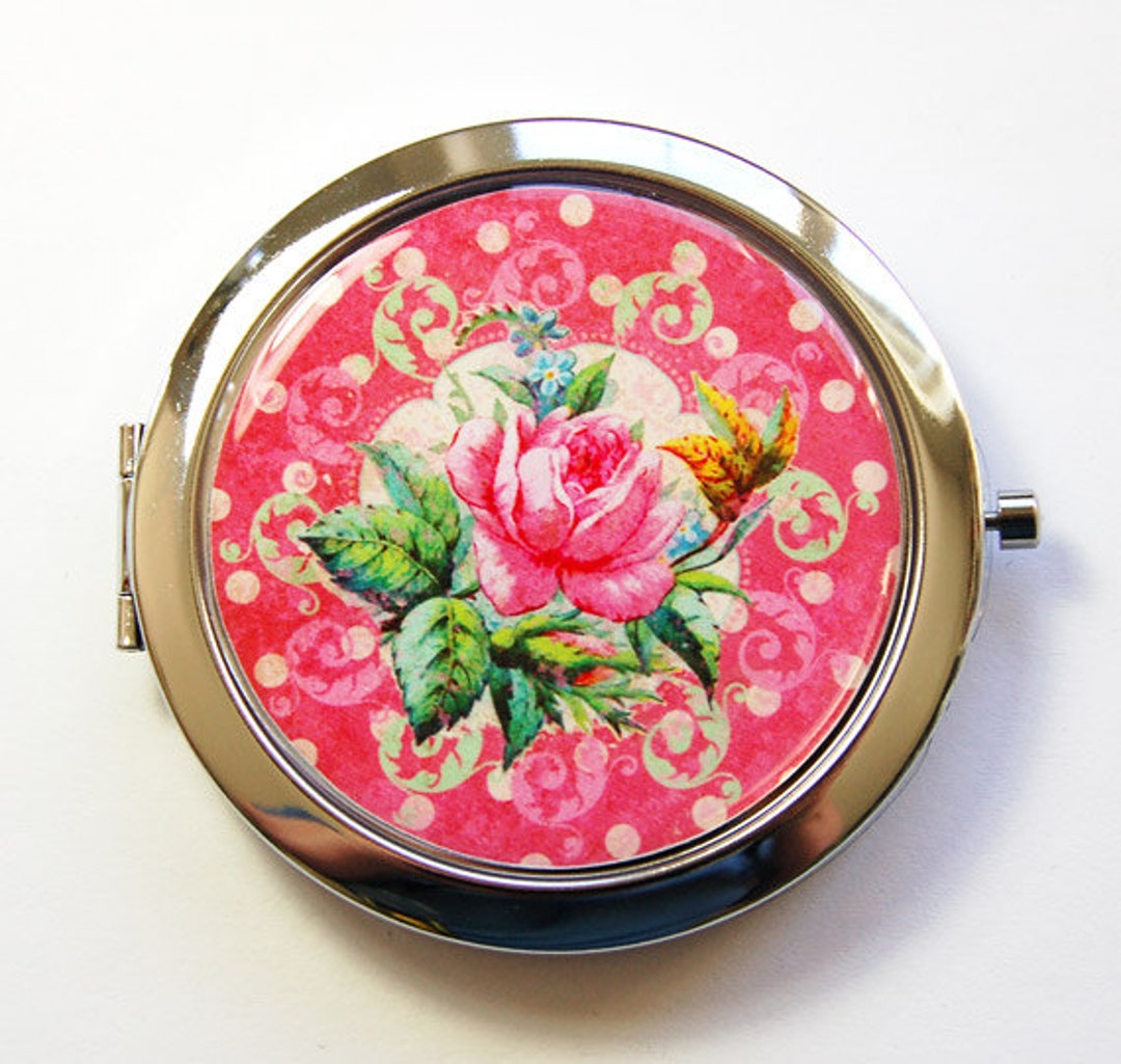 Rose Mirror Floral Mirror Pocket Mirror Compact Mirror - Etsy