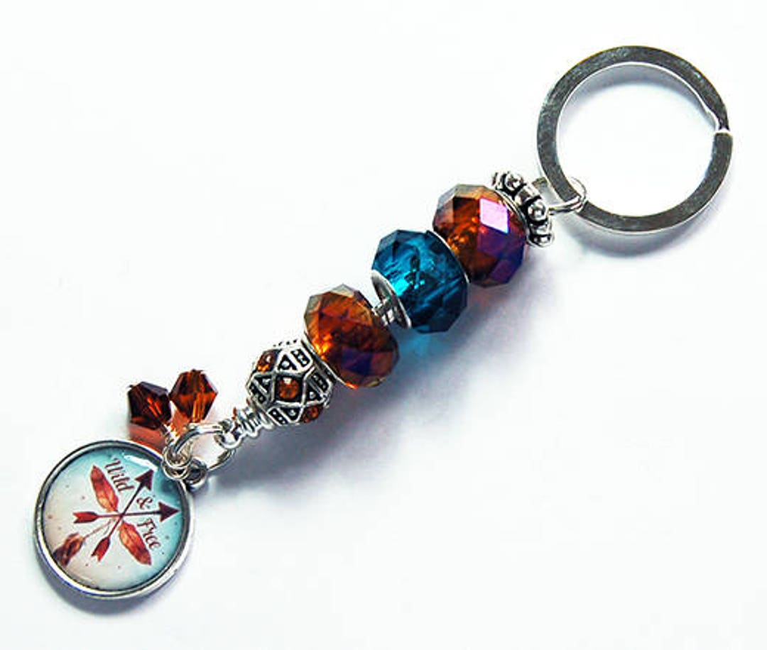 Wild & Free Keyring, Glass Bead Keychain, Gift for Her, Stocking ...