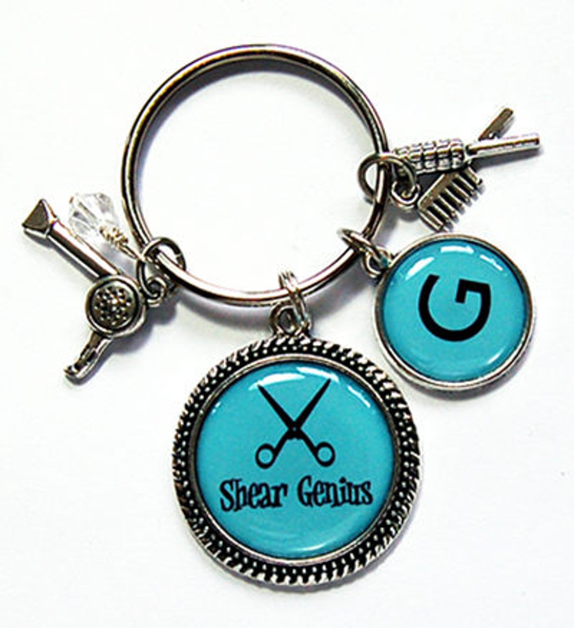Hair Stylist Keychain Monogram Keychain Shear Genius - Etsy