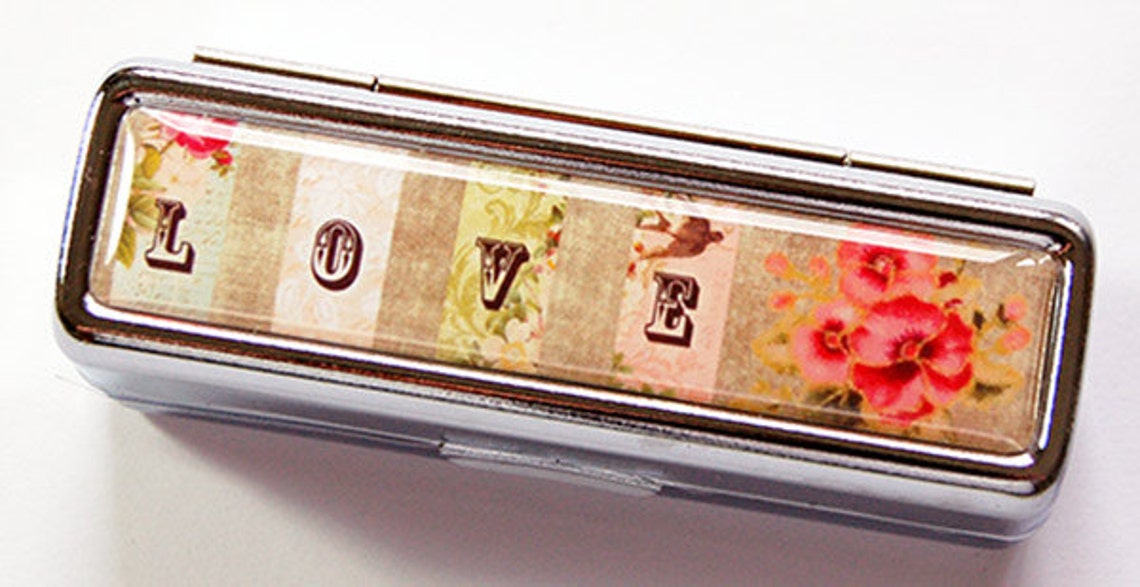Lipstick Case Love Lipstick Case With Mirror Floral - Etsy