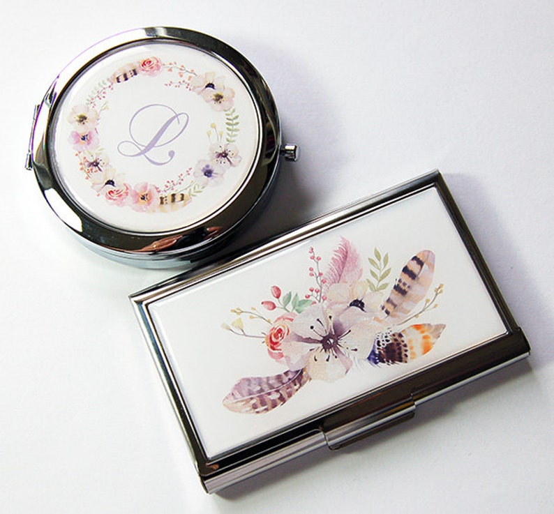 Pill Box With Mirror Monogram Pill Case With Mirror Floral | Etsy