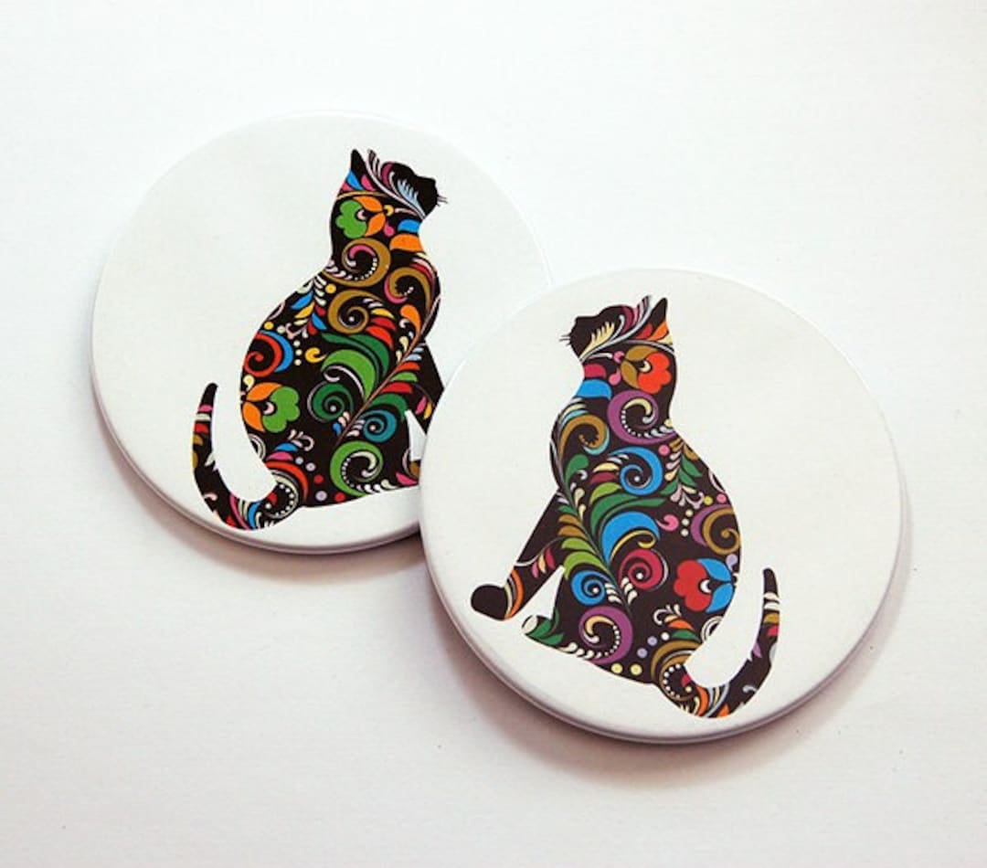 Gift for Cat Lover, Cat Coasters, Drink Coasters, Coasters, Coaster Set ...