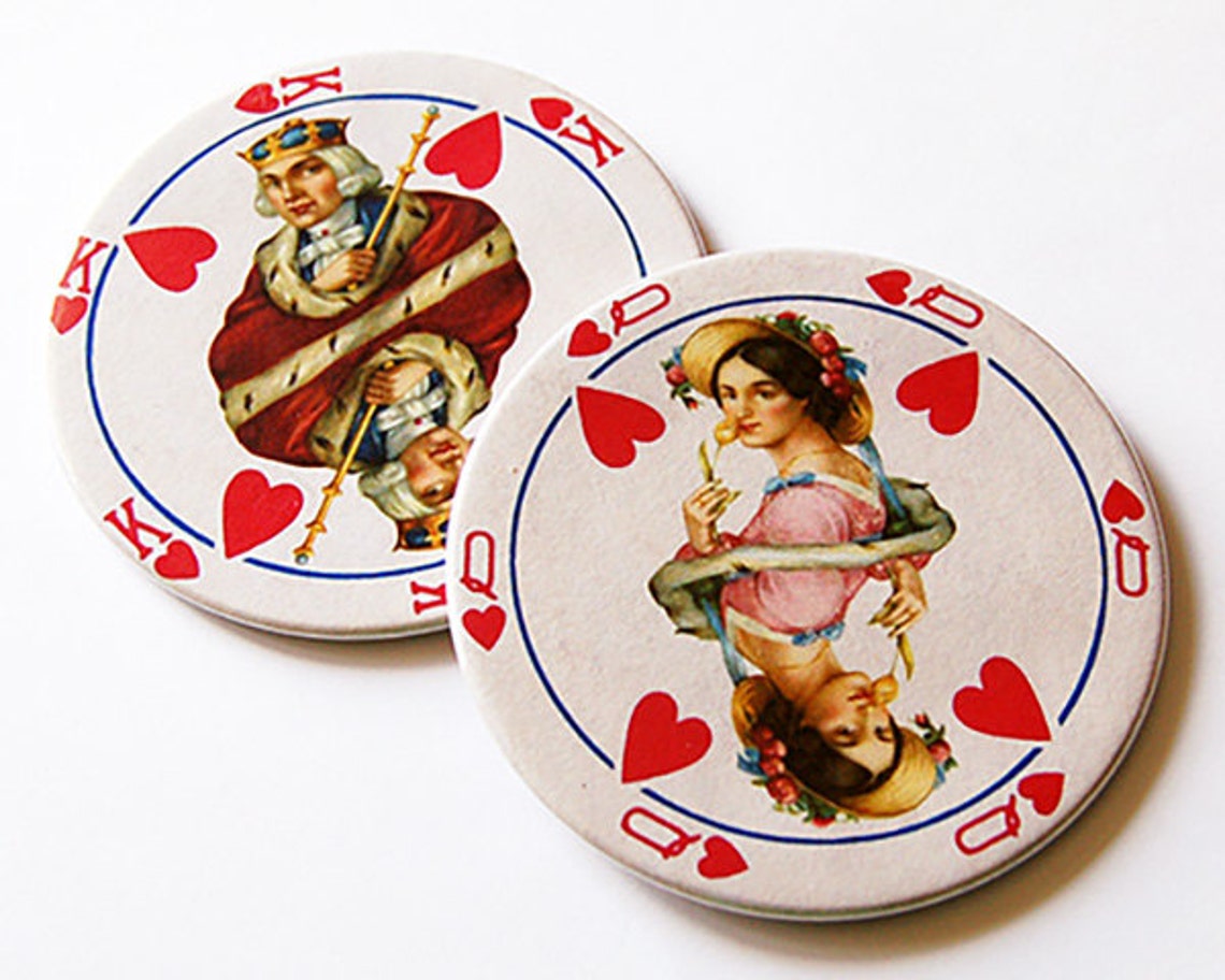 Playing Card Coasters King Queen Coasters Drink Coasters - Etsy