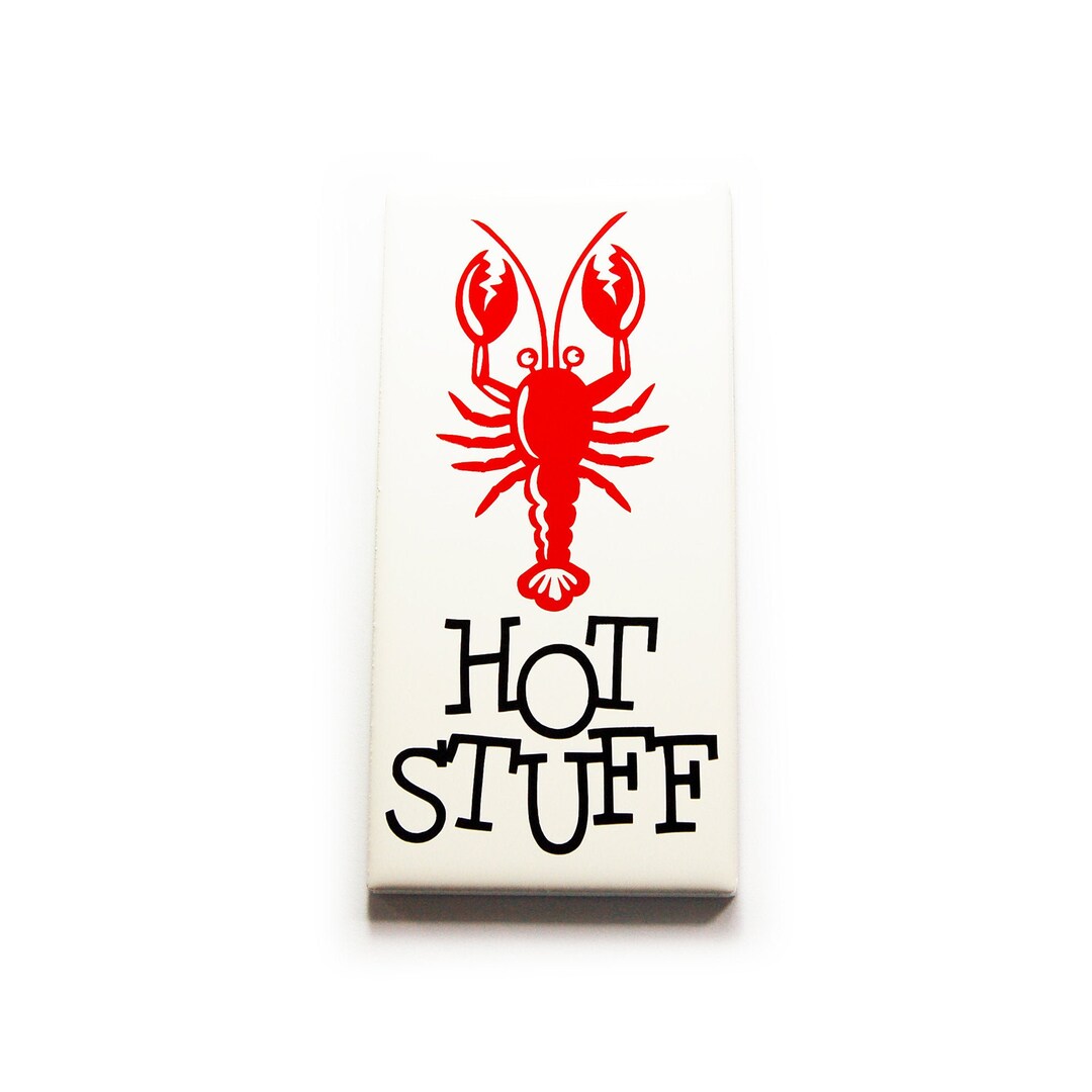 Hot Stuff Lobster Sign, Cute Kitchen Sign, Wall Plaque in Red Black and ...