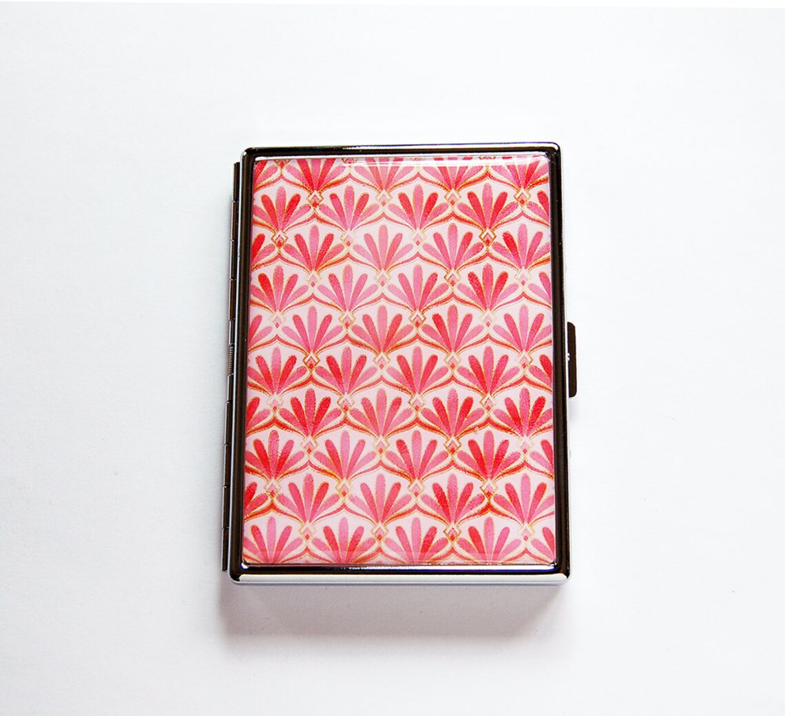 Art Deco Pink Cigarette Case Slim Cigarette Case Cigarette - Etsy