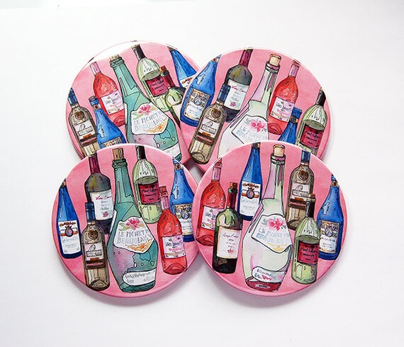 Wine Glass Coasters Drink Coasters Coasters Hostess T Etsy