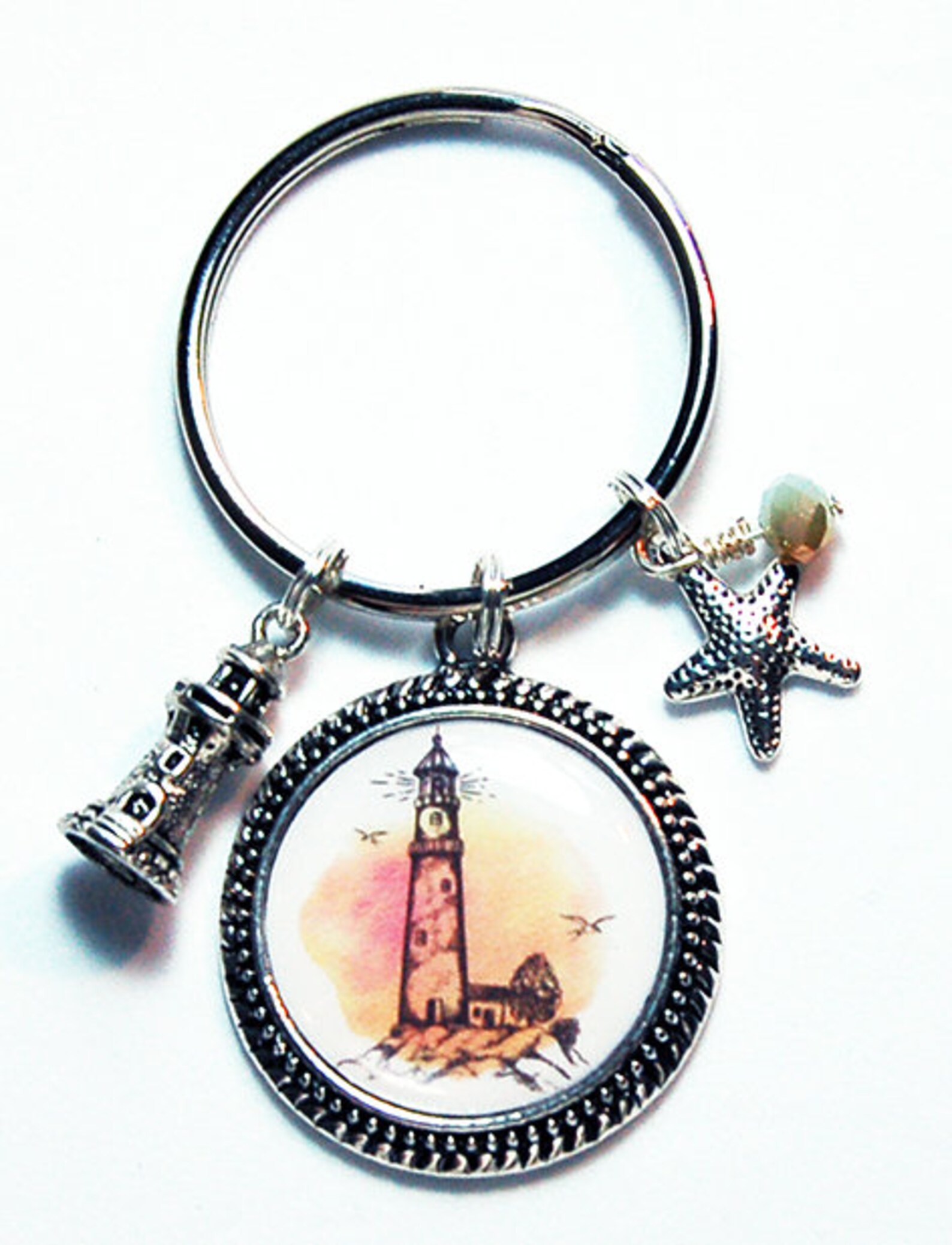 Lighthouse Keychain Starfish Lighthouse Keyring Stocking | Etsy
