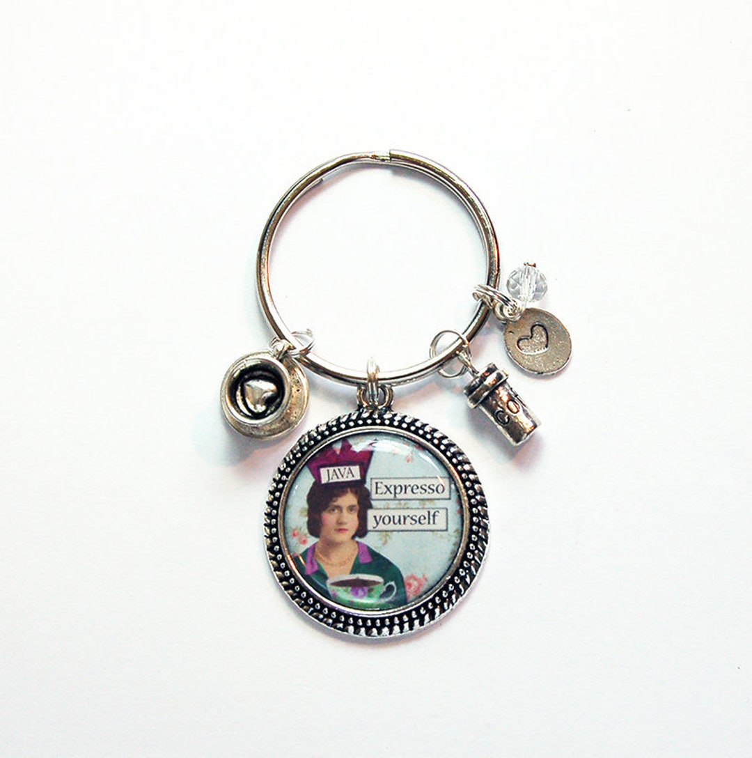 Expresso Yourself Coffee Keychain, Coffee Lovers, Coffee Keyring ...
