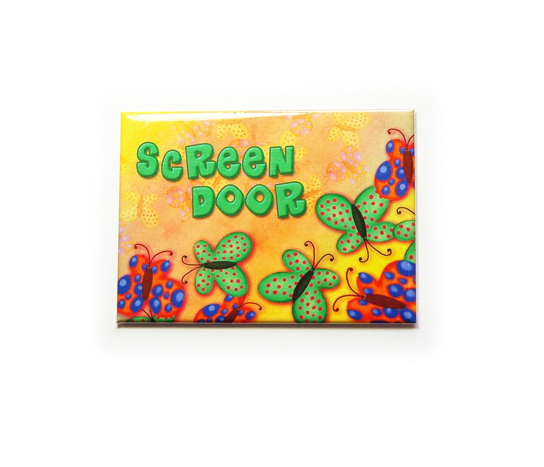 Colorful Butterfly Screen Door Sign, Protect Your Screen Door, Orange ...