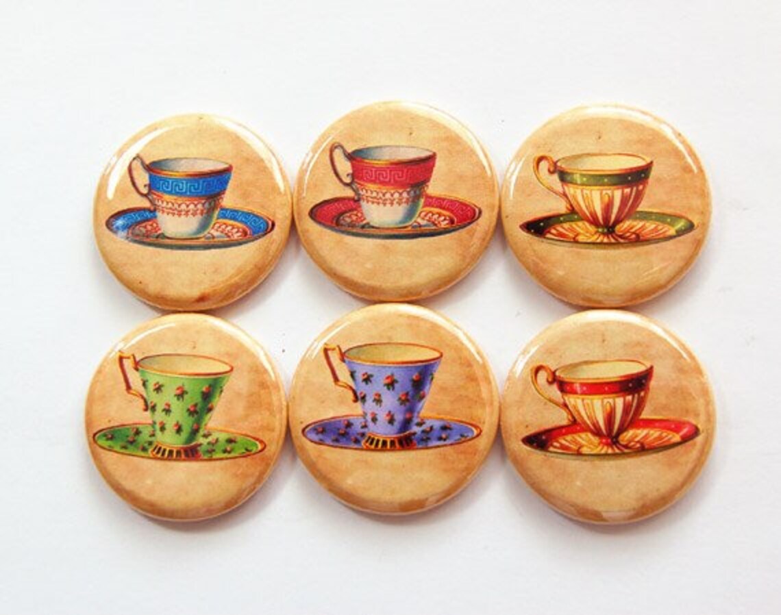 Magnet Set Tea Cup Magnets Magnets Fridge Magnets Button - Etsy