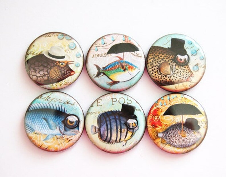 Fish Magnets Funny Magnets Button Magnets Fish Fishing - Etsy