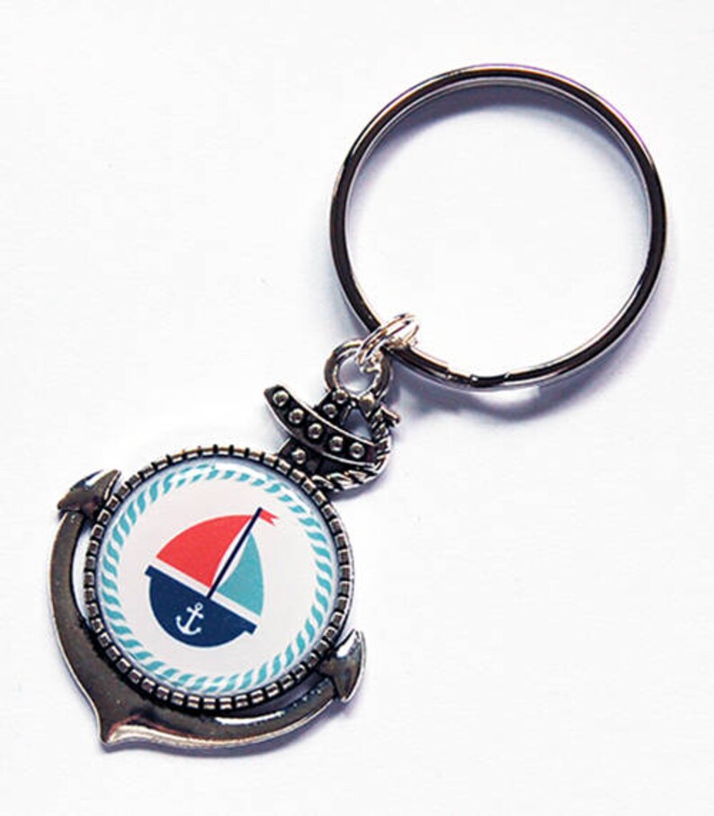 Anchor Key Ring Sailboat Keychain Stocking Stuffer Keyring - Etsy