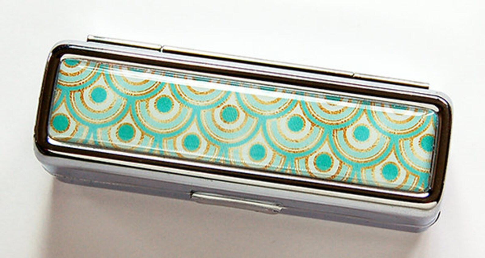 Art Deco Lipstick Case With Mirror Lipstick Case Turquoise - Etsy