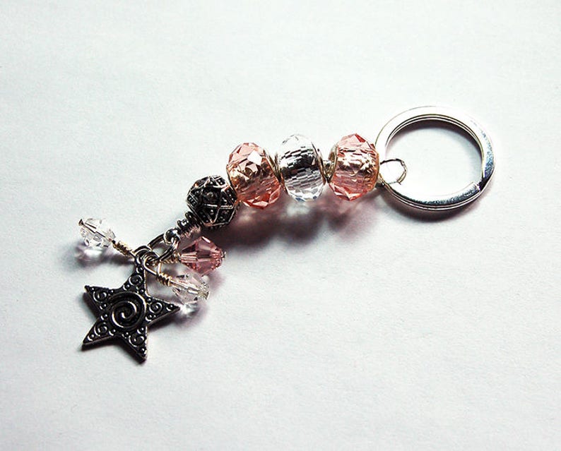 Star Keychain Rhinestone Keyring Blush Pink Handmade Gift - Etsy