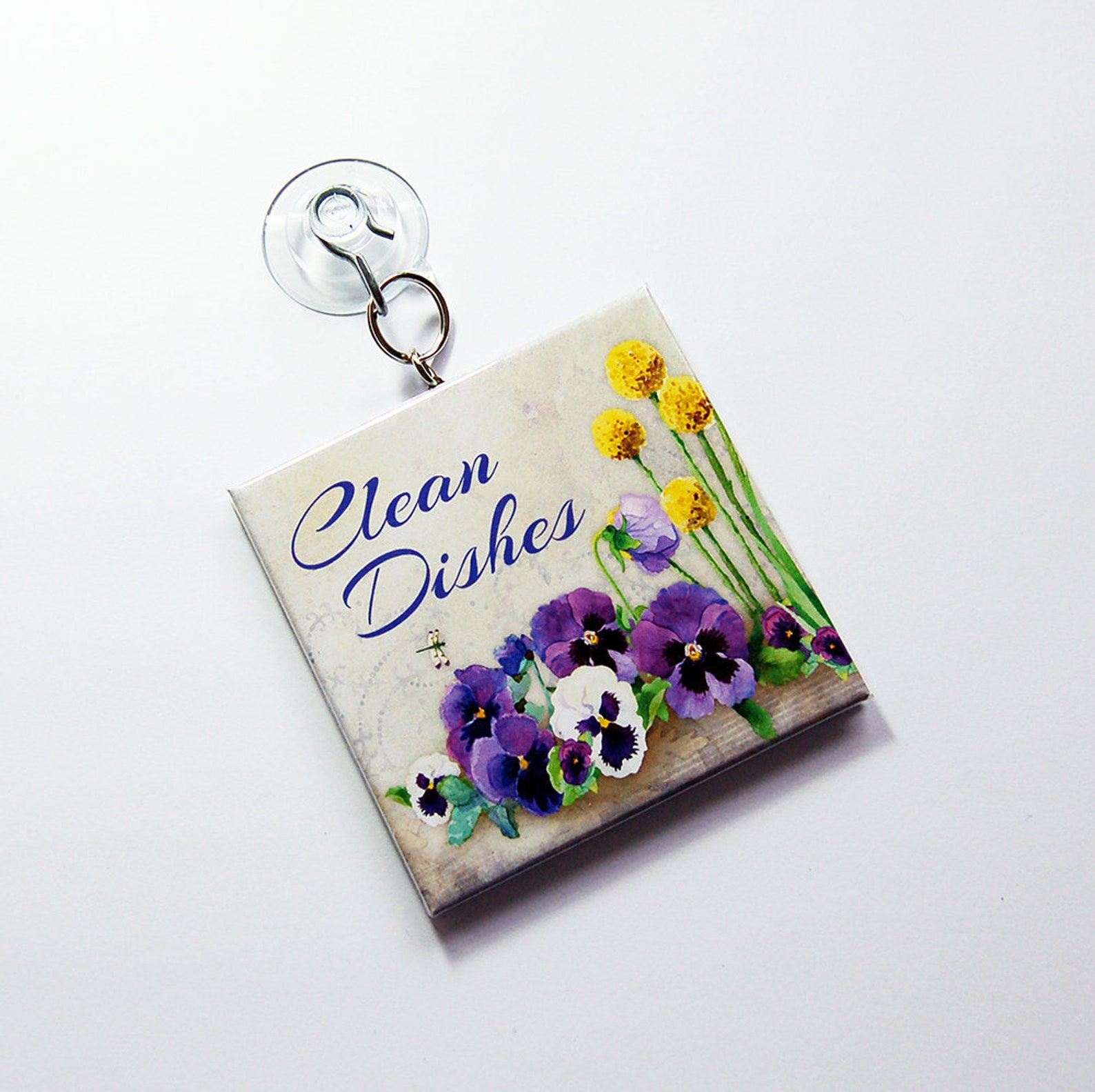 Clean Dishes Dirty Dishes Pansy Sign With Suction Cup - Etsy