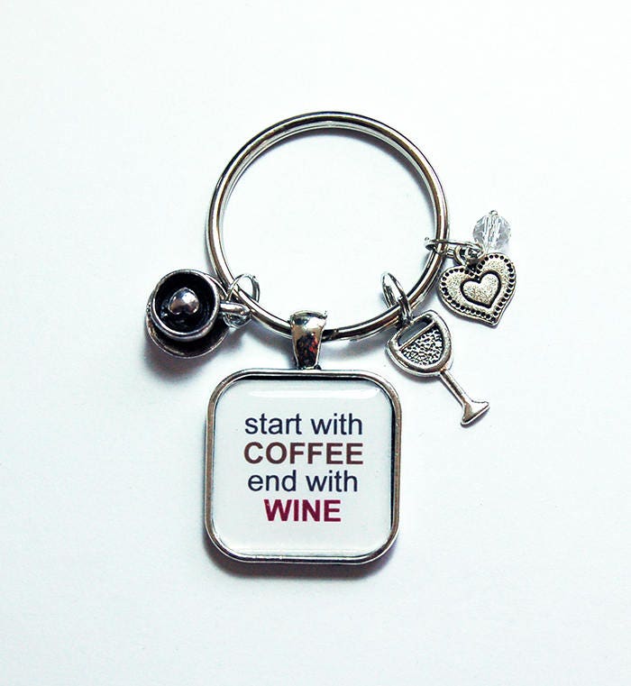 Coffee Keychain Coffee Keyring Wine Keychain Start With - Etsy Canada