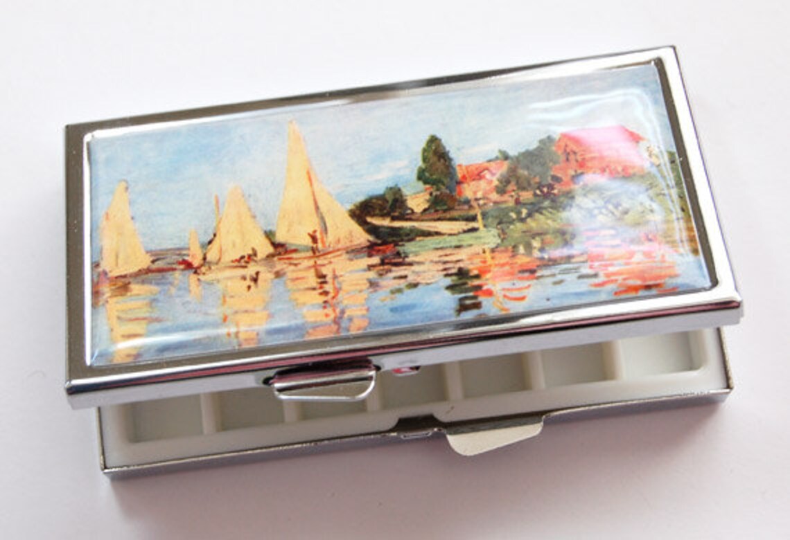 Monet Pill Box Pill Case Pill Box Monet 7 Day 7 Sections | Etsy