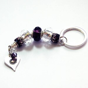 Purple Keychain Heart Keyring Purple Rhinestone Keychain - Etsy