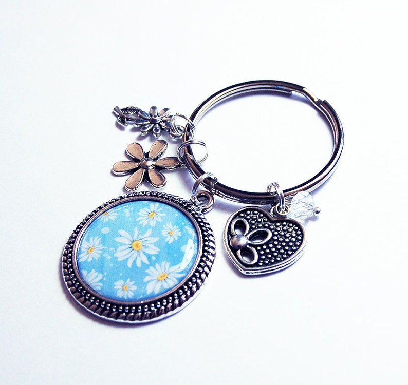 Daisy Flower Keychain Floral Daisy Keyring Cute Keychain - Etsy