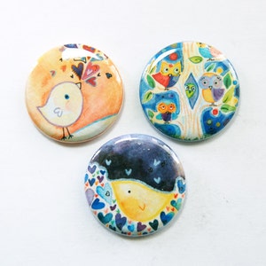 Bird Magnets Nature Magnets Owl Magnet Button Magnet | Etsy