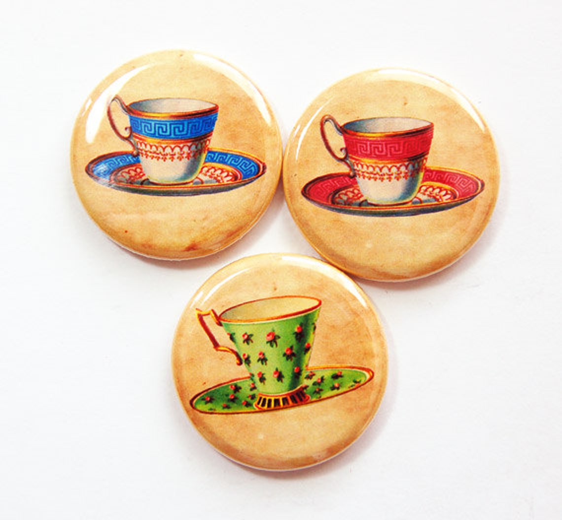 Magnet Set Tea Cup Magnets Magnets Fridge Magnets Button - Etsy