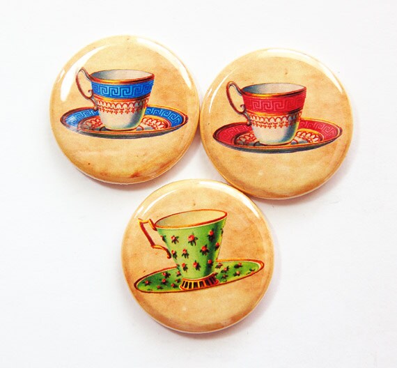Magnet Set Tea Cup Magnets Magnets Fridge Magnets Button - Etsy