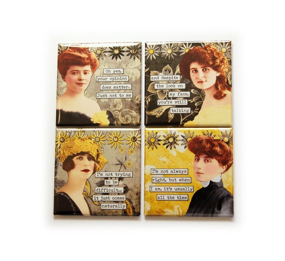 Sassy Women Set of Four Magnets Funny Magnet Set Always - Etsy