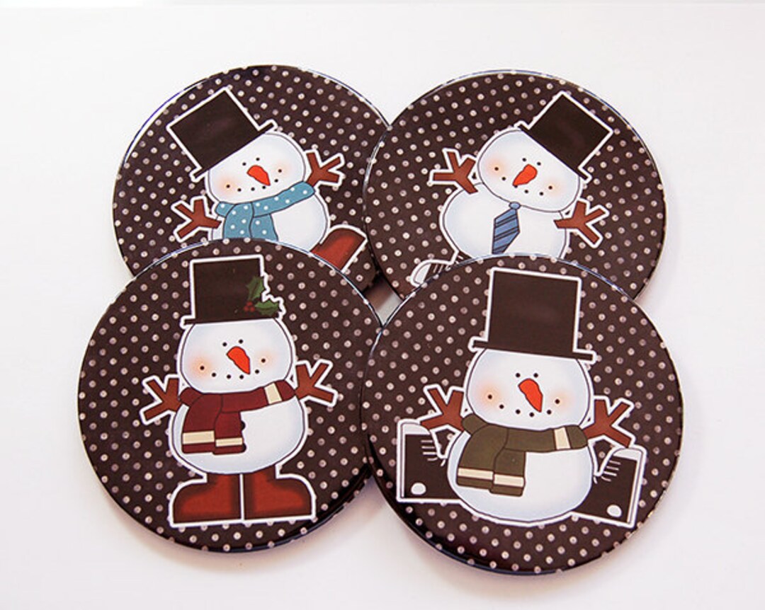 Snowman Coasters Christmas Coasters Drink Coasters - Etsy