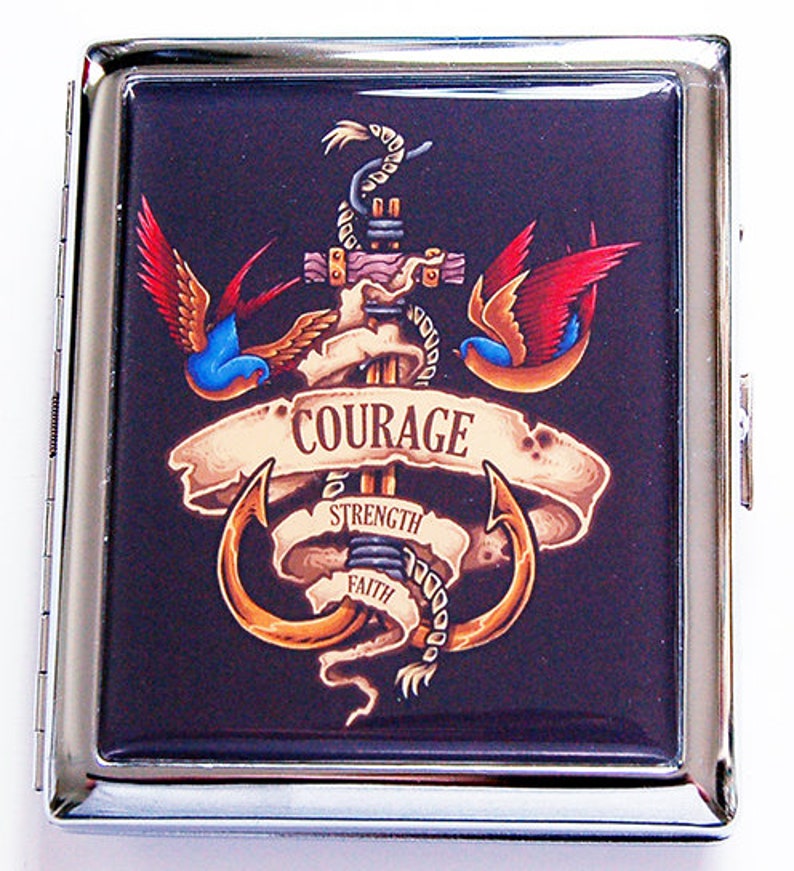 Tattoo Cigarette Case Courage Strength Faith Cigarette Case - Etsy